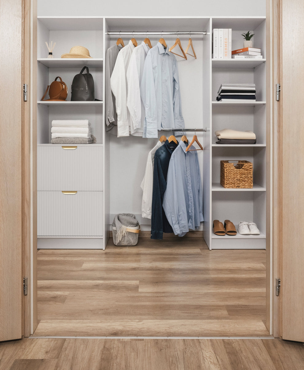 BASEL WALK IN WARDROBE KIT - WHITE - FLUTED - PULL BRASS – European ...